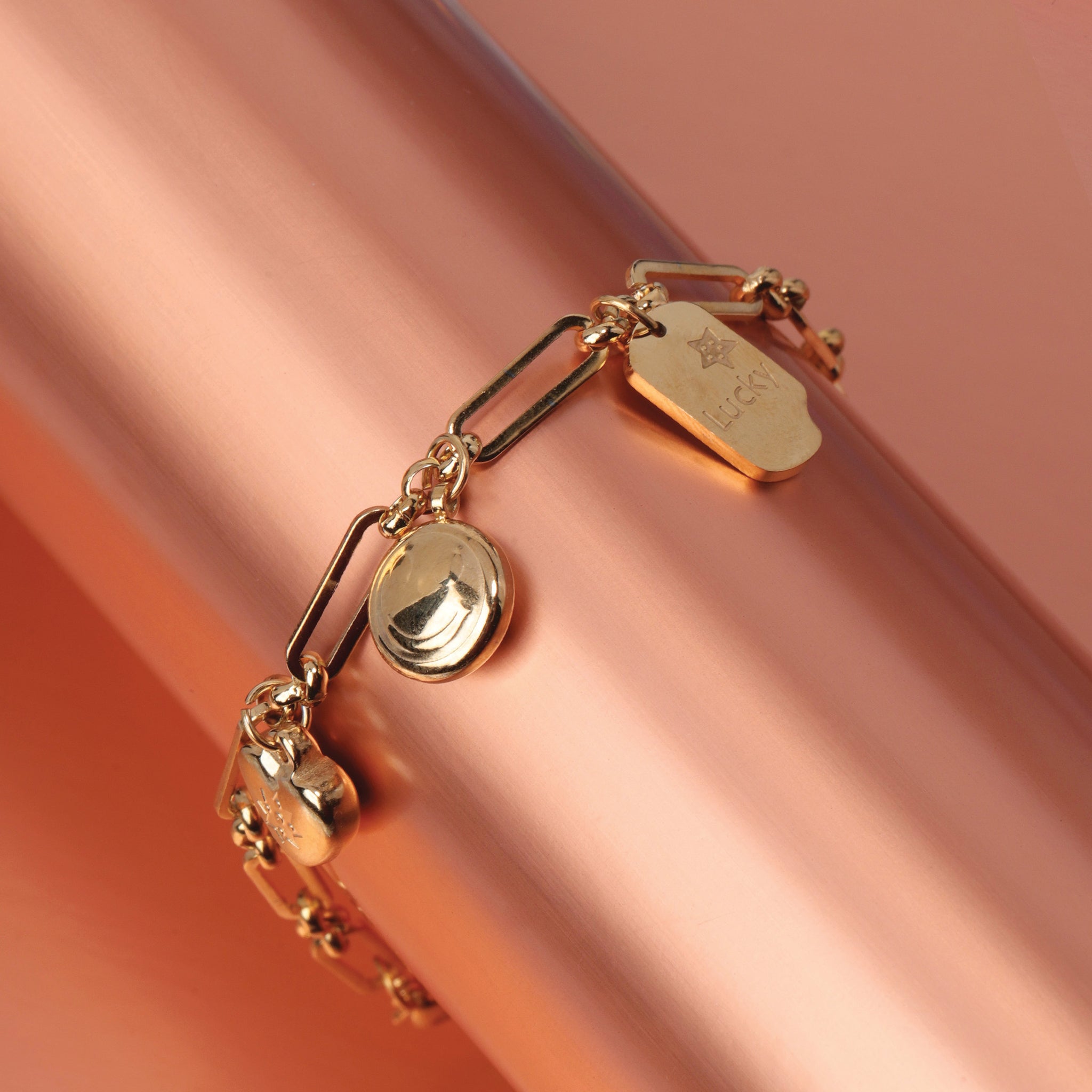 Heart & Smile & Lucky Charm Chain Bracelet